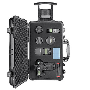 Eylar 22" Carry-On Travel Roller Gear, Camera, Tools, Equipment Hard Case Waterproof w/Foam Black