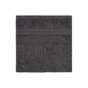 AKTI Premium Cotton Wash Cloths, 12 Piece Set, 12x12 Inches, 580 GMS, Durable, Quick Dry & Extra Absorbent Cleaning Cloth for Home, Spa, Hotel, Bathroom & Kitchen – Medium Grey Washcloths