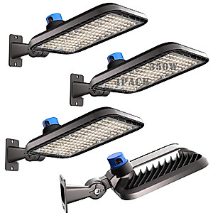320W(350x1W LED) LED Parking Lot Lights Outdoor 48000LM 5000K Parking Lot LED Lights Commercial, IP65 Led Pole Light Arm Mount with Photocell (Driver Equipped, 7Yrs Warranty)-4Pack