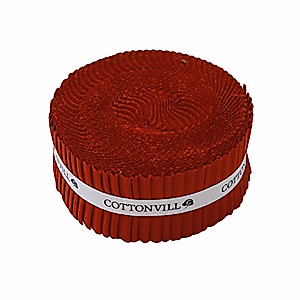 COTTONVILL 20COUNT Cotton Solid Quilting Fabric (2.5inch Strip, 18-Haute Red)