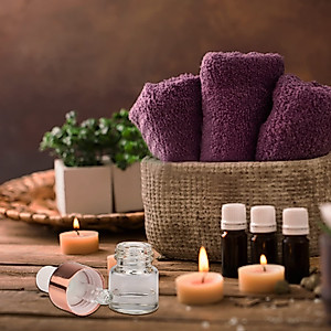 Clear Glass Dropper Bottles,50 Packs Essential Oils Bottles With Rose Gold Lids Perfume Sample Vials Travel DIY Cosmetic Liquid Containers 2 Pipettes Included (1ml(1/4 Dram))