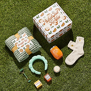 Sunny&Wise Care Package For Women, Self Care Gifts for Women, Get Well Gifts For Women After Surgery, Orange Fruit Themed, Thinking of You Gifts for Women with 12 Oz Good Vibes Tumbler