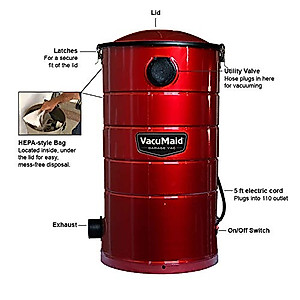 VacuMaid GV50RPRO Professional Wall Mounted Garage and Car Vacuum with 50 ft. Hose and Tools