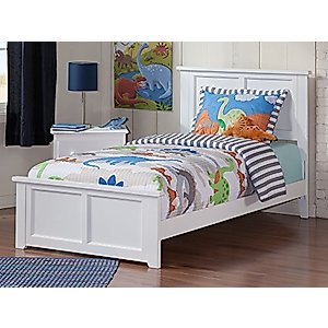 AFI Madison Twin Traditional Bed with Matching Footboard and Turbo Charger in White