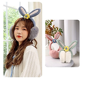 Women Rabbit Earmuffs Girls Cute Outdoor Ear Warmers Winter Warm Adjustable Ear Covers Foldable Children Animal Earmuffs