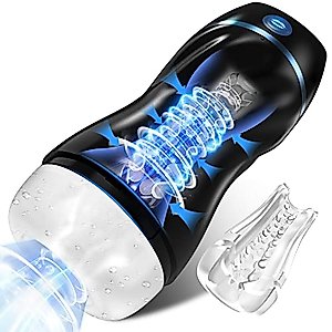 Automatic Sucking Male Masturbators - Upgraded 7 Vibration & Suction Hands Free Pocket Pussy Male Stroker with 3D Realistic Textured, Blowjob Toy Mens Adult Male Sex Toys for Men (Black)