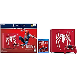 Playstation 4 Pro 1TB SSD Limited Edition Console - Marvels Spider-Man Bundle Enhanced with Fast Solid State Drive (Renewed)