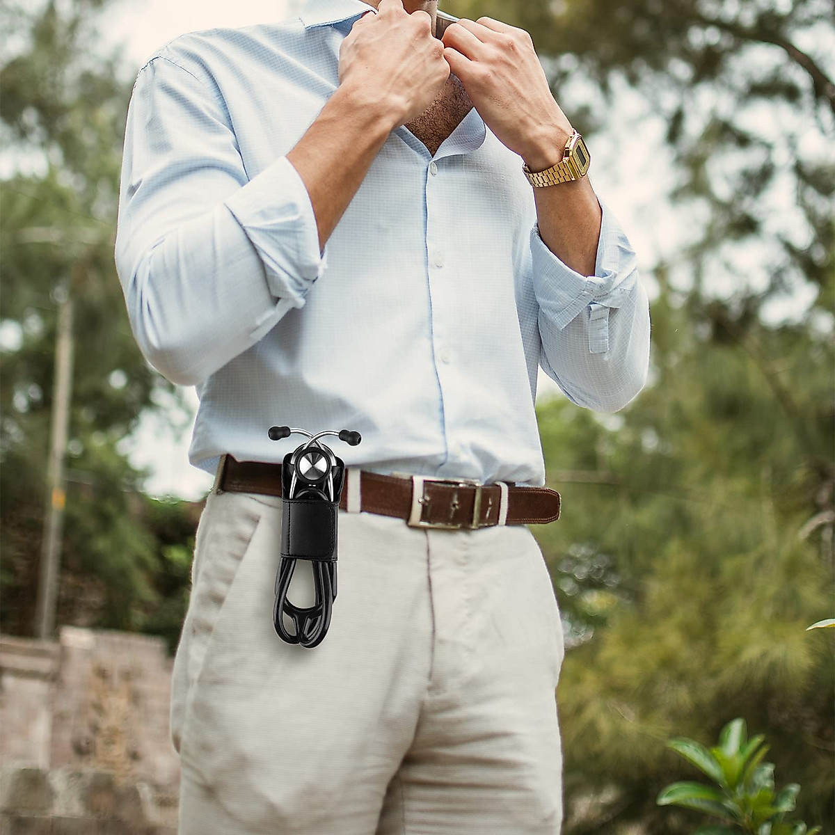 Beautyflier PU Leather Stethoscope Holder with Clip for All Models: Littmann, ADC, MDF, Adscope, Stethoscope Holder Carrier Perfect for Physicians, Nurses, EMT (Black)