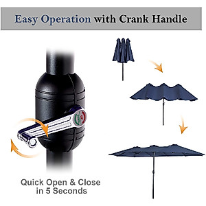 PHI VILLA 8 Piece Patio Outdoor Dining Set with 13ft Double-Sided Patio Umbrella,Metal Outdoor Table Furniture Set with 6 Outdoor Stackable Chairs, 1 Rectangle Dining Table and 1 Large Umbrella