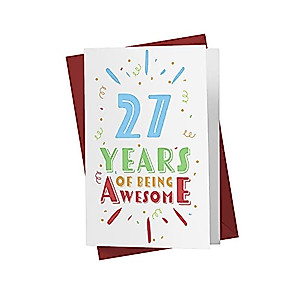 27th Birthday Card for Him Her - 27th Anniversary Card for Dad Mom - 27 Years Old Birthday Card for Brother Sister Friend - Happy 27th Birthday Card for Men Women | Karto – Being Awesome (Color)
