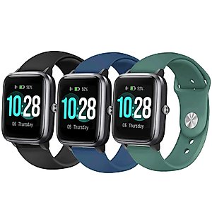 3 Packs Compatible with Veryfitpro ID205L/ID205/ID205U/ID205S/ID205G/SW020/SW021 Smart Watch Bands Soft Silicone Waterproof Adjustable Replacement Bands for Willful Yamay Letscom Letsfit for Women Men