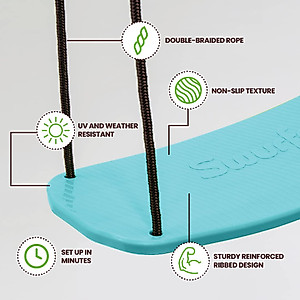 Swurfer Kick Stand Up Tree Swing, Outdoor Swing – Swingset Outdoor for Kids with Adjustable Handles, Outdoor Swing for Kids, Outdoor Play, Weatherproof, Easy Installation, 200 lbs, Ages 6+, Blue