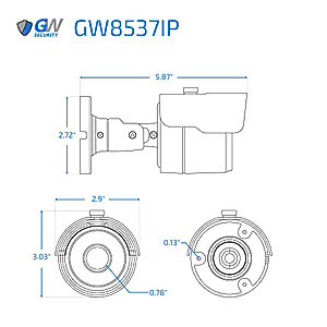 GW Security 4K 8MP Outdoor/Indoor PoE IP Bullet Security Camera (GW8537IP)
