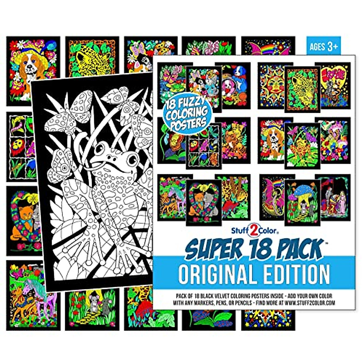 Super Pack of 18 Fuzzy Velvet Coloring Posters for All Ages