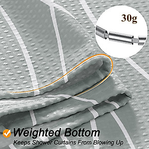 Naturoom Light Grey Fabric Shower Curtain Set Heavy Duty Waffle Weave Textured Bath Curtain, Modern Ombre Shower Curtains for Bathroom, Hotel Restroom Bath Decor Sliver Gray 72 x 72