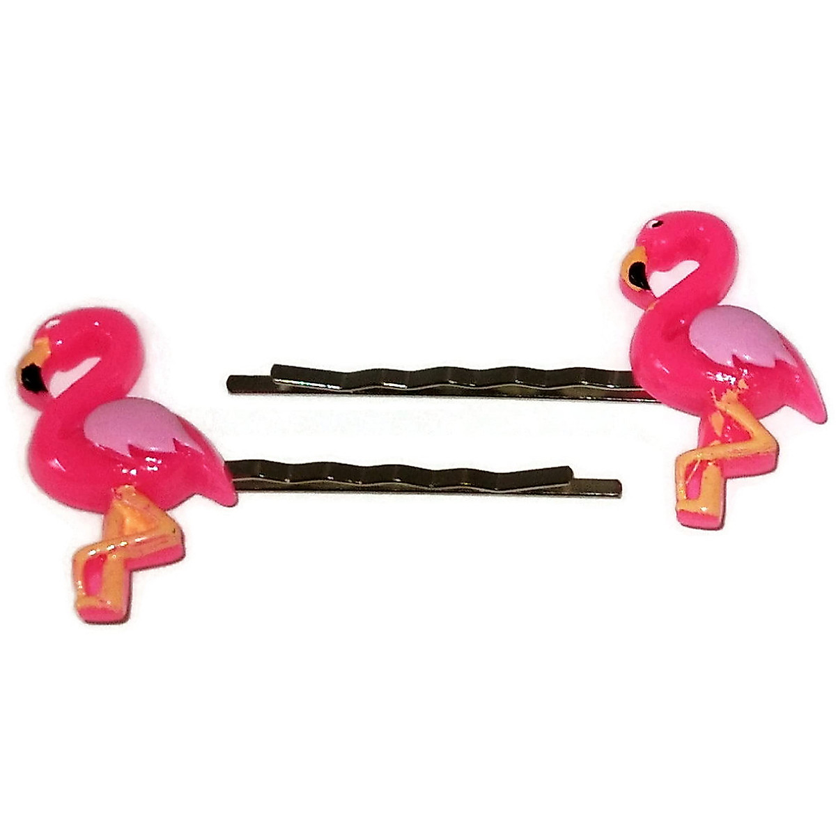 FLAMINGO Animal Bird Bobby PIn Hair Clip Accessory - Set of 2 Handmade