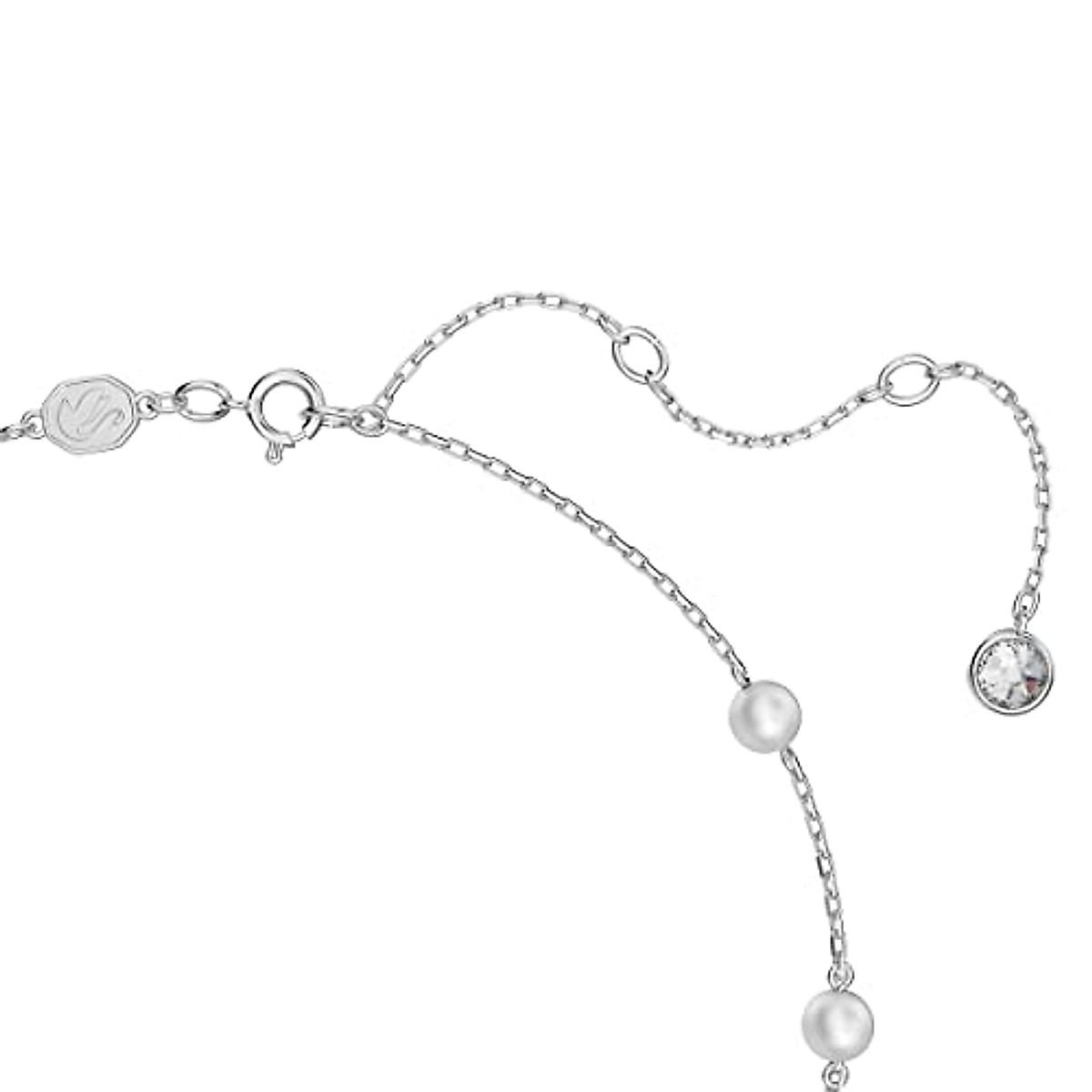 Swarovski Stella necklace, Crystal pearls, Star, White, Rhodium plated