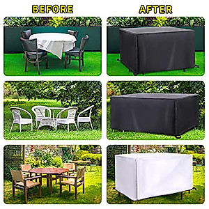 Patio Furniture Covers, Outdoor Waterproof Patio Table Furniture Set Covers, Rectangular Table and Chair Set Cover, Outdoor Sectional Sofa Set Covers with 4 Windproof Buckles 100x70x75cm(LxWxH)