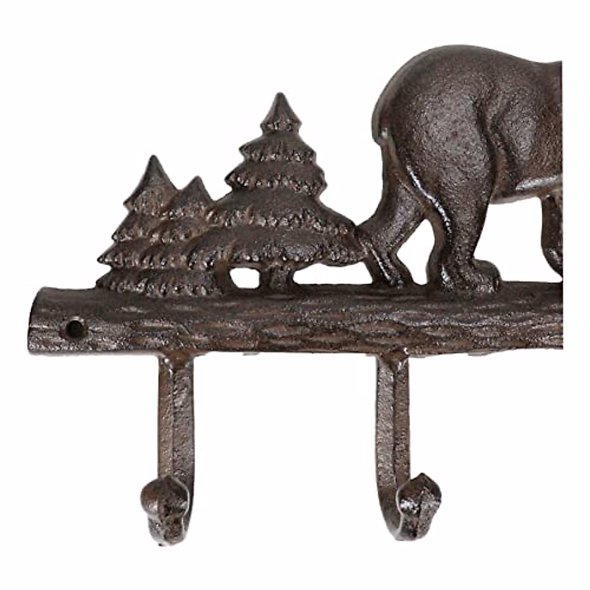 Ebros Gift Cast Iron 11.75" Long Rustic Forest Black Bear Strolling by Pine Trees Forest 4-Pegs Wall Hook Western Bears Hunting Cabin Lodge Country for Coat Hat Clothing Leash Keys (1)