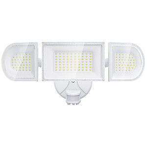 iMaihom 100W Motion Sensor Light Outdoor,9000LM LED Security Lights Outdoor,6500K Flood Lights Motion Detection IP65 Waterproof, 3 Head Adjustable Security Light Motion Outdoor for Yard Garage (White)