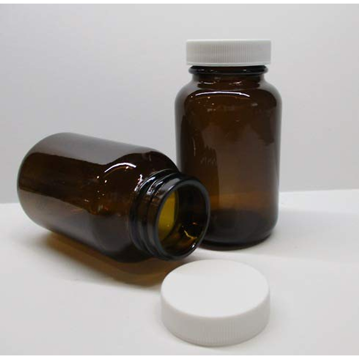 Heavy Glass Medical Screw Top Packer Bottles Wide Mouth Container Jars Dark Amber 4 oz 120cc Size Package of 12 Units