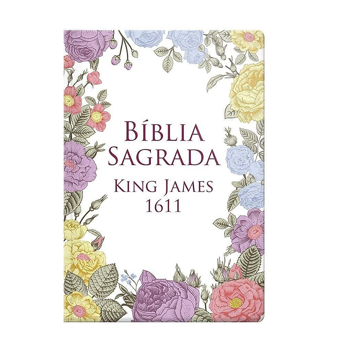 Biblia King James 1611 - Capa semi luxo flores coloridas (Em Portugues do Brasil)