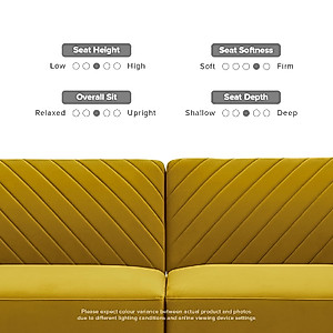 mopio Futon Sofa Bed, Couch, Small Sofa, Sleeper Sofa, Loveseat, Mid Century Modern Futon Couch, Sofa Cama, Couches for Living Room (Antique Gold Premium Velvet)