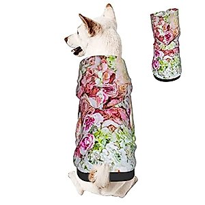 Watercolor Roses Dog Hoodies, Pet Clothes Costumes, Pets Wear Hoodie Sweatshirts Jacket for Dogs Cats Cosplay Party, Small