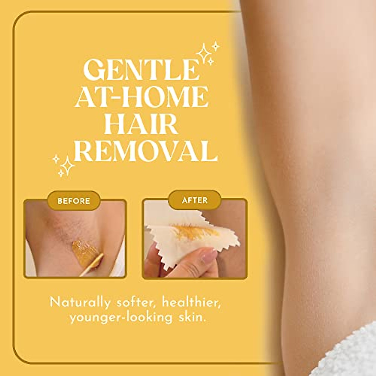 MOOM - Organic Hair Remover, All-Natural Sugar Wax for Underarm, Bikini, Brazilian, Face and Leg, Soft Wax for Sensitive Skin, Wax Beads Alternative, At-Home Hair Removal Wax for Women and Men, 12 oz