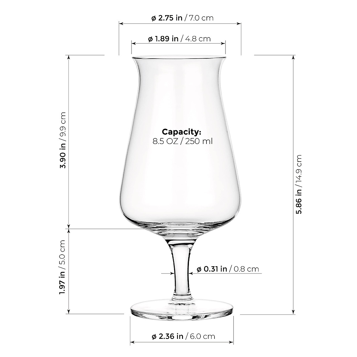 Luxbe - Whiskey Bourbon Brandy Crystal Glasses Snifter, Set of 4 - Large Handcrafted - 100% Lead-Free Crystal Glass - Great for Spirits Drinks - Cognac Scotch - 8.5oz - 250ml