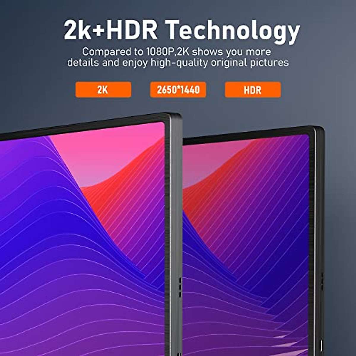 Feiasia 2.5K Portable Monitor 17.3 Inch 2560x1440 100% Adobe sRGB IPS HDR USB-C Second Laptop Monitor HDMI Computer Display Gaming Monitor Travel Monitor for Laptop PC Mac Phone PS4 Xbox Switch