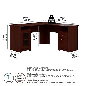 Scranton & Co 60" Transitional Engineered Wood L-Computer Desk in Harvest Cherry