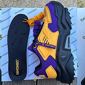 DAVESHOES Mens Wide Shoes for Walking Mamba 24 Luxury Sneakers with Latex Insoles Yellow and Black Platform Shoes Hiptop Running Sport Shoes Male