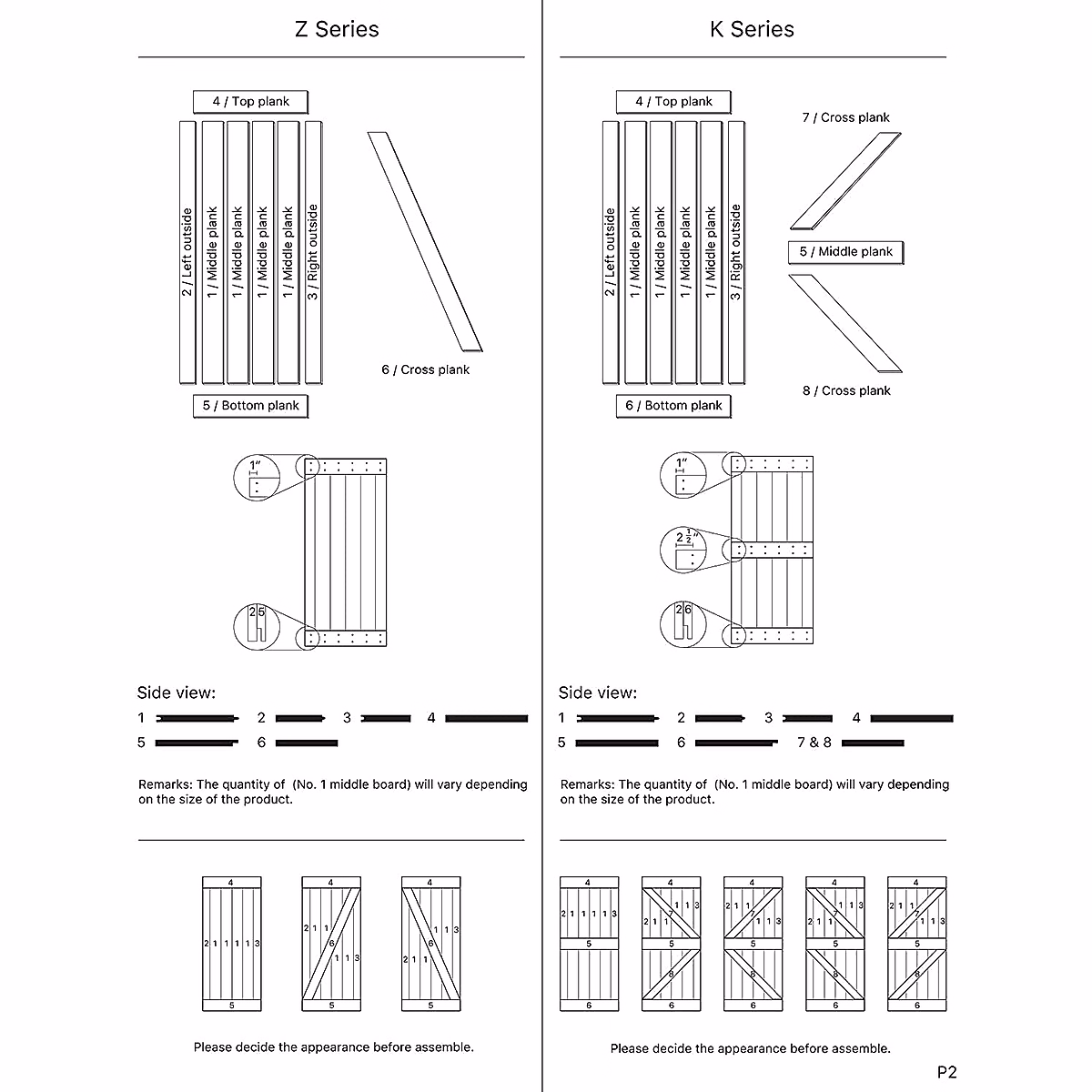 48 in/60in/72in/84in X 84 in K Series DIY Knotty Wood Double Sliding Barn Door with Hardware Kit (72 in x 84 in, Light Grey)