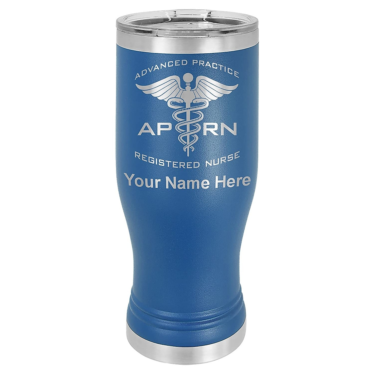 LaserGram 20oz Vacuum Insulated Pilsner Mug, APRN Advanced Practice Registered Nurse, Personalized Engraving Included (Dark Blue)