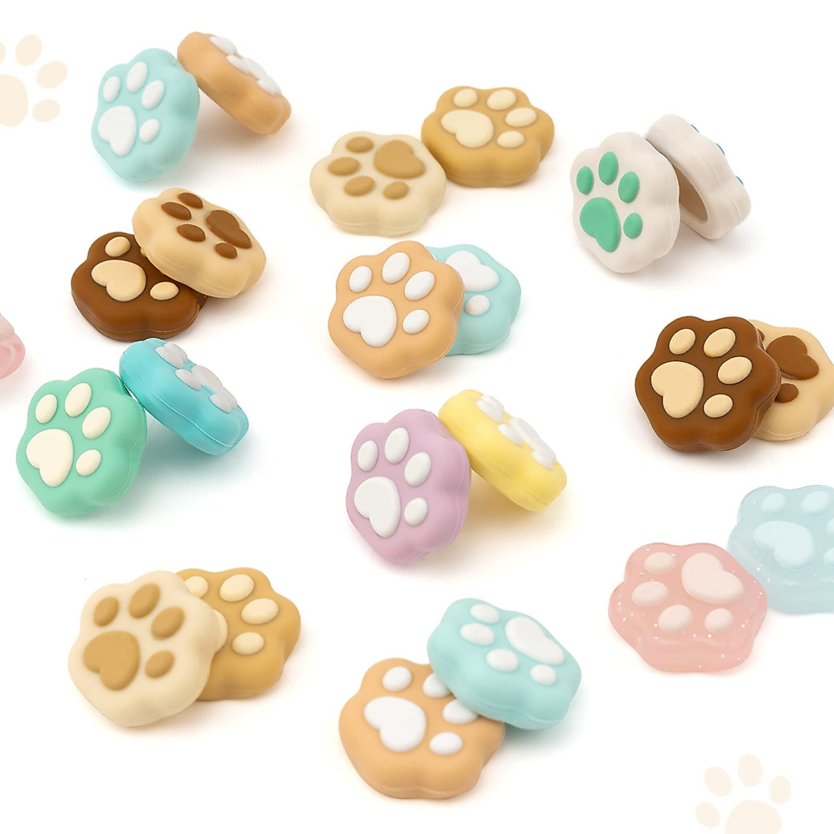 GeekShare 4PCS Cat Paw Shape Thumb Grip Caps,Soft Silicone Joystick Cover Compatible with Switch/OLED/Switch Lite (Milk Tea Brown)
