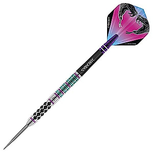RED DRAGON Peter Wright Snakebite Supa-Venom 24 Gram Premium Tungsten Darts Set with Flights and Stems