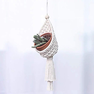 2 Pack Macrame Plant Hangers Air Plants Hanging Basket, Boho Macrame Wall Hanging for Indoor Outdoor Home Decor
