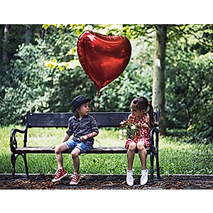 24 inch Red Heart Mylar Balloon Foil Heart Balloon For Valentines Day Wedding Engagement Party Decoration, 10 pcs