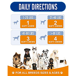 Joint Supplement For Dogs, Hip & Joint Health, Pain Relief, Mobility & Flexibility Support, Glucosamine, Chondroitin, MSM & Omega-3, Turmeric, Advanced Pet Vitamin (Chicken Flavor / 120 Chews)