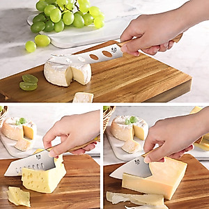 Cangshan 1027327 3-Piece Olive Wood Cheese Knife Set with Acacia Cheese Board