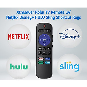 Replacement Remote Control for Onn Roku TV/TCL Roku TV/Element Roku TV/Hisense Roku TV Remote with Netflix Disney Plus HULU Sling【Only Works with Roku TV, Not for Roku Stick and Roku Box】 2 Pack