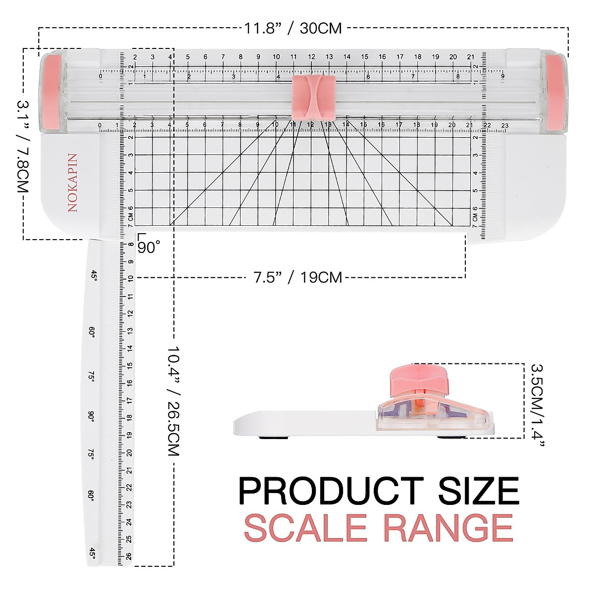 Paper Cutter,Portable Paper Trimmer,12 Inch Paper Slicer Scrapbooking Tool with Automatic Security Safeguard and Side Ruler for Craft Paper,A4 A5 Paper,Coupon, Label and Cardstock (Blue) (Pink)