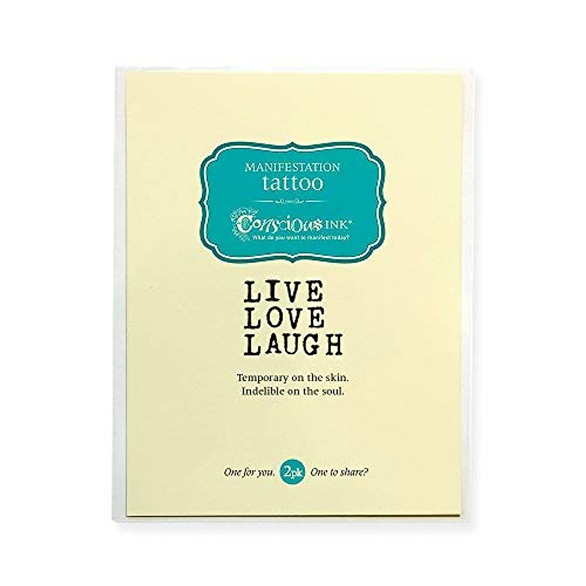 CONSCIOUS INK MANIFESTATION TATTOO 2-PACK "LIVE LOVE LAUGH - SIMPLE" (SET OF 2)