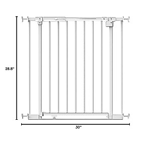 Perma Child Safety Stellar Sensor LED Auto Lock Safe Step Walk Through Baby Gate for Stairs, Pressure Mounted, White