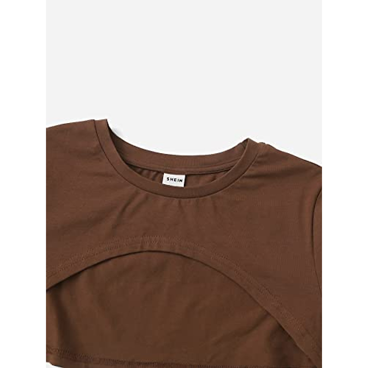 SweatyRocks Girl's 2 Piece Outfits Argyle Print Cami Mini Dress with Short Sleeve Crop Tee Brown 8Y