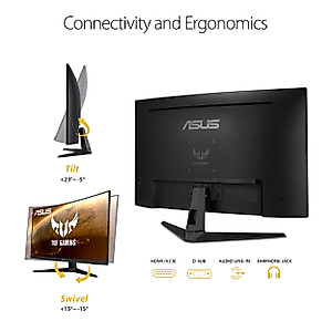 ASUS TUF Gaming VG328H1B 32” Curved Monitor, 1080P Full HD, 165Hz (Supports 144Hz), Extreme Low Motion Blur, Adaptive-sync, FreeSync Premium, 1ms, Eye Care, HDMI D-Sub (Renewed)