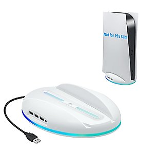 Mcbazel RGB Vertical Stand for PS5 Console, LED Base Gaming Stand with USB Hub Compatible with PS5 Console - White (NOT for PS5 Slim)