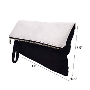 Soft Faux Suede Colorblock Wristlet,Ivory Large