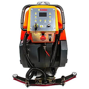SUNMAX RT120 34" Self-Propelled Commercial Floor Scrubber Machine - 33-Gal Tank, Dual Brushes, Battery Powered, High Efficiency for Large Areas